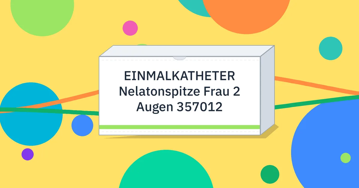Symbolbild: Packung mit der Aufschrift EINMALKATHETER Nelatonspitze Frau 2 Augen 357012 (PZN 20288500) – Verfügbarkeit und Bezug in Apotheken in Frankfurt am Main