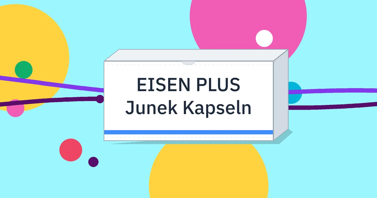 Symbolbild: Packung mit der Aufschrift EISEN PLUS Junek Kapseln (PZN 16935164) – Verfügbarkeit und Bezug in Apotheken in Frankfurt am Main