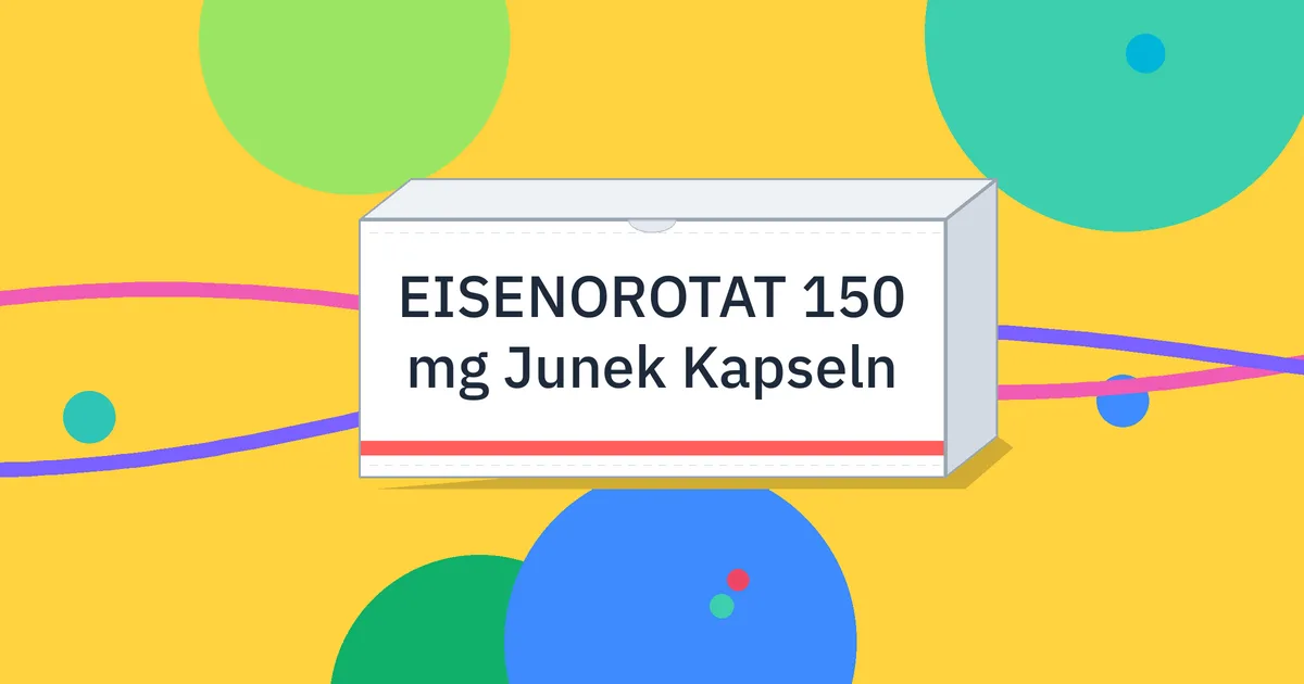 Symbolbild: Packung mit der Aufschrift EISENOROTAT 150 mg Junek Kapseln (PZN 16935098) – Verfügbarkeit und Bezug in Apotheken in Frankfurt am Main