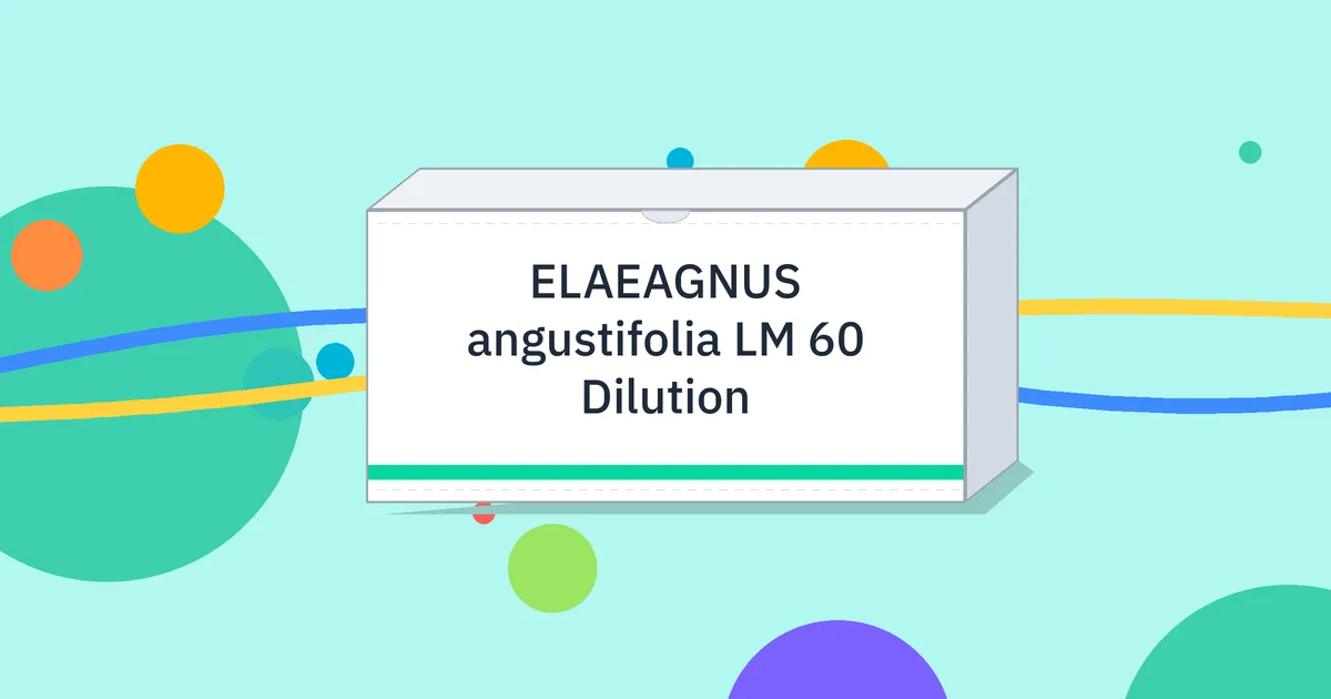Symbolbild: Packung mit der Aufschrift ELAEAGNUS angustifolia LM 60 Dilution (PZN 13469589) – Verfügbarkeit und Bezug in Apotheken in Frankfurt am Main