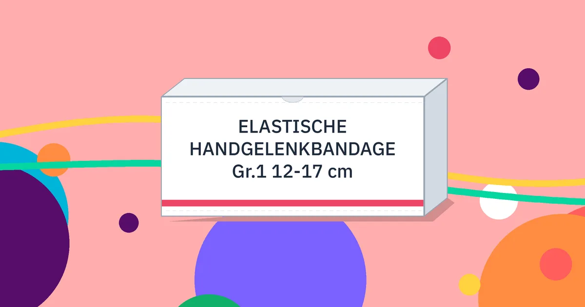 Symbolbild: Packung mit der Aufschrift ELASTISCHE HANDGELENKBANDAGE Gr.1 12-17 cm (PZN 18115749) – Verfügbarkeit und Bezug in Apotheken in Frankfurt am Main