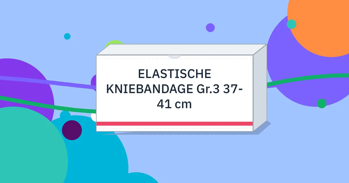 Symbolbild: Packung mit der Aufschrift ELASTISCHE KNIEBANDAGE Gr.3 37-41 cm (PZN 18115608) – Verfügbarkeit und Bezug in Apotheken in Frankfurt am Main