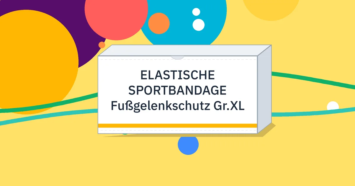 Symbolbild: Packung mit der Aufschrift ELASTISCHE SPORTBANDAGE Fußgelenkschutz Gr.XL (PZN 15249917) – Verfügbarkeit und Bezug in Apotheken in Frankfurt am Main