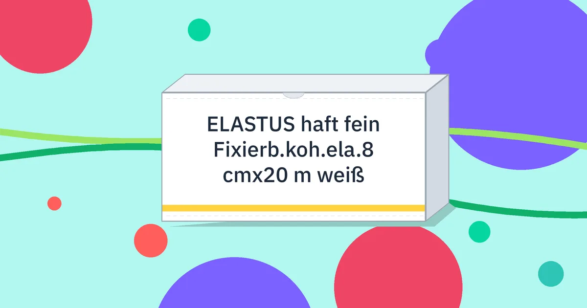 Symbolbild: Packung mit der Aufschrift ELASTUS haft fein Fixierb.koh.ela.8 cmx20 m weiß (PZN 01668510) – Verfügbarkeit und Bezug in Apotheken in Frankfurt am Main
