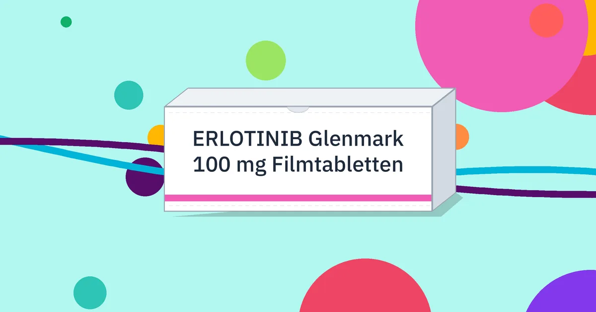 Symbolbild: Packung mit der Aufschrift ERLOTINIB Glenmark 100 mg Filmtabletten (PZN 15579968) – Verfügbarkeit und Bezug in Apotheken in Frankfurt am Main