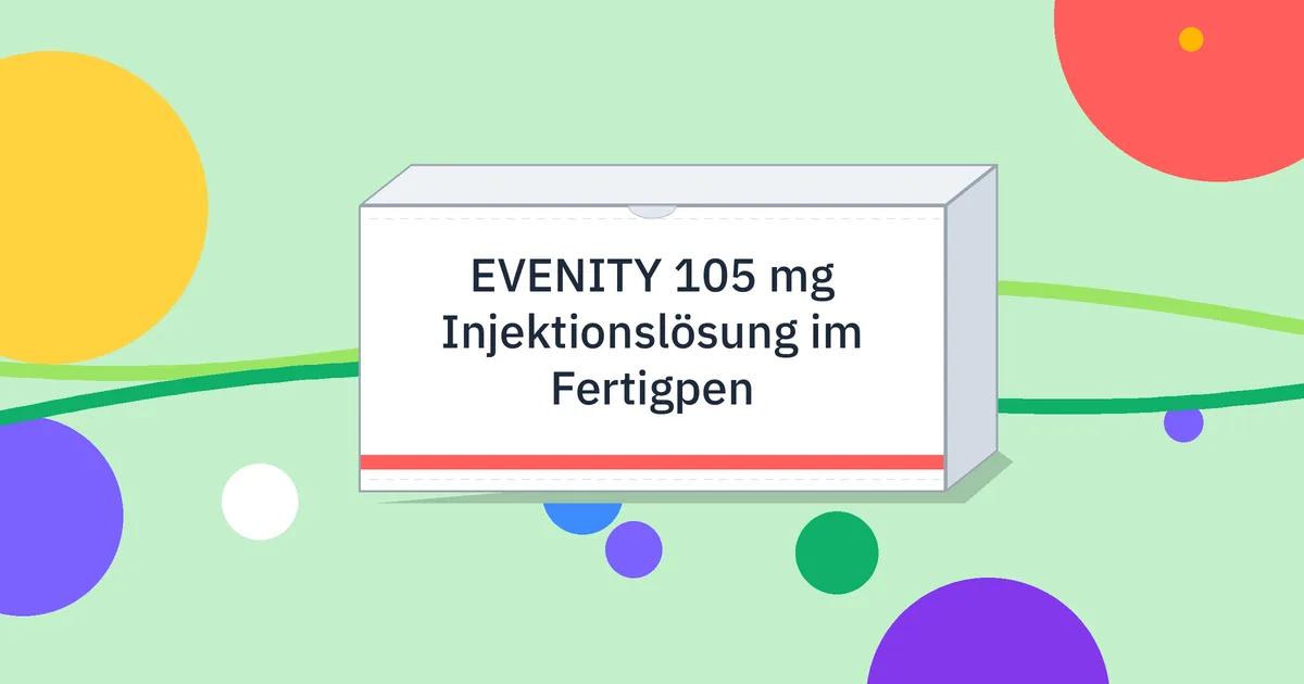 Symbolbild: Packung mit der Aufschrift EVENITY 105 mg Injektionslösung im Fertigpen (PZN 20519738) – Verfügbarkeit und Bezug in Apotheken in Frankfurt am Main