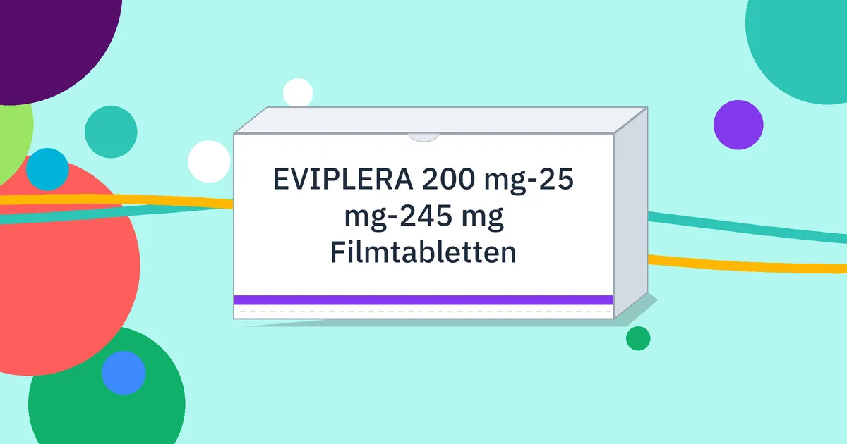 Symbolbild: Packung mit der Aufschrift EVIPLERA 200 mg-25 mg-245 mg Filmtabletten (PZN 16151209) – Verfügbarkeit und Bezug in Apotheken in Frankfurt am Main
