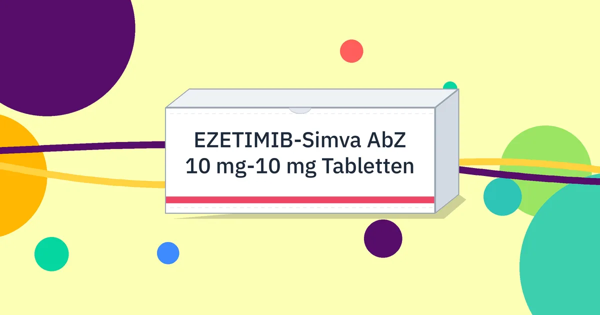 Symbolbild: Packung mit der Aufschrift EZETIMIB-Simva AbZ 10 mg-10 mg Tabletten (PZN 13863116) – Verfügbarkeit und Bezug in Apotheken in Frankfurt am Main