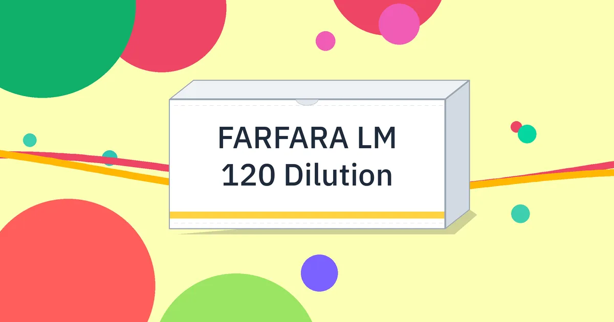 Symbolbild: Packung mit der Aufschrift FARFARA LM 120 Dilution (PZN 13487736) – Verfügbarkeit und Bezug in Apotheken in Frankfurt am Main