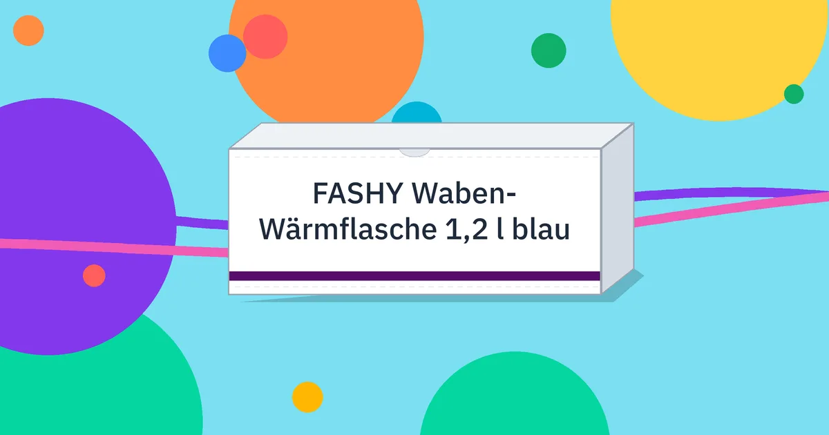Symbolbild: Packung mit der Aufschrift FASHY Waben-Wärmflasche 1,2 l blau (PZN 18648552) – Verfügbarkeit und Bezug in Apotheken in Frankfurt am Main