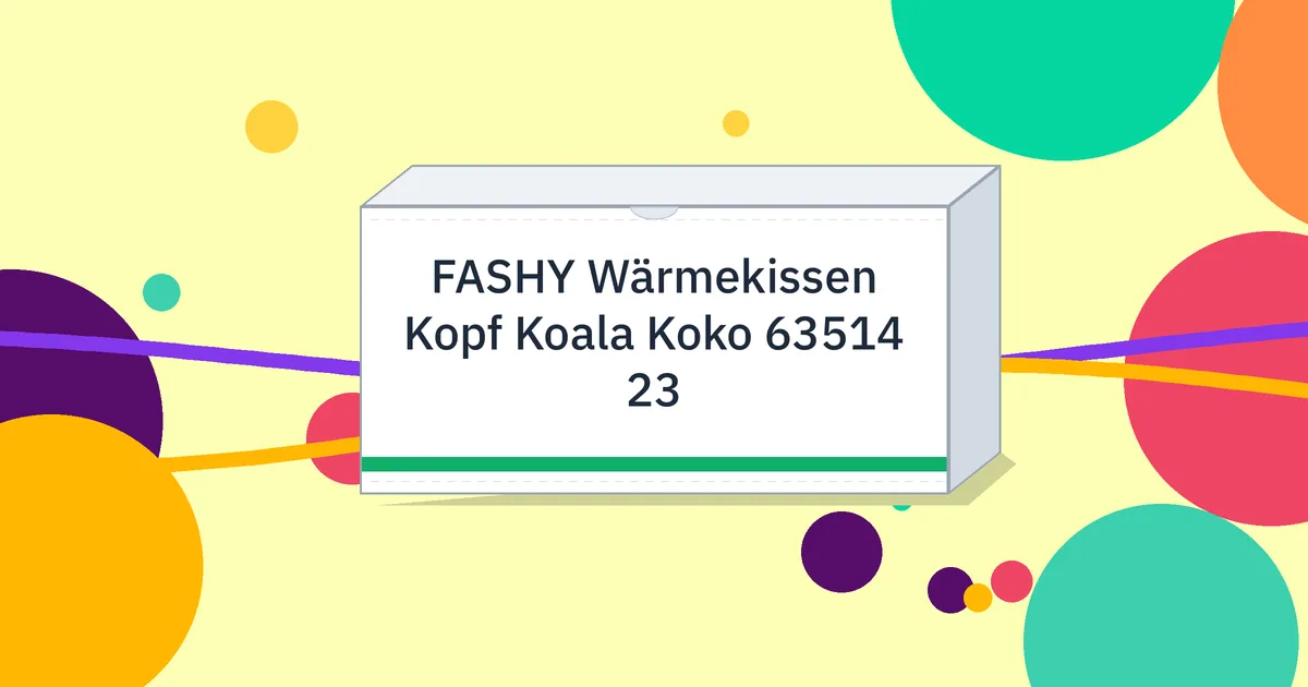 Symbolbild: Packung mit der Aufschrift FASHY Wärmekissen Kopf Koala Koko 63514 23 (PZN 15572713) – Verfügbarkeit und Bezug in Apotheken in Frankfurt am Main