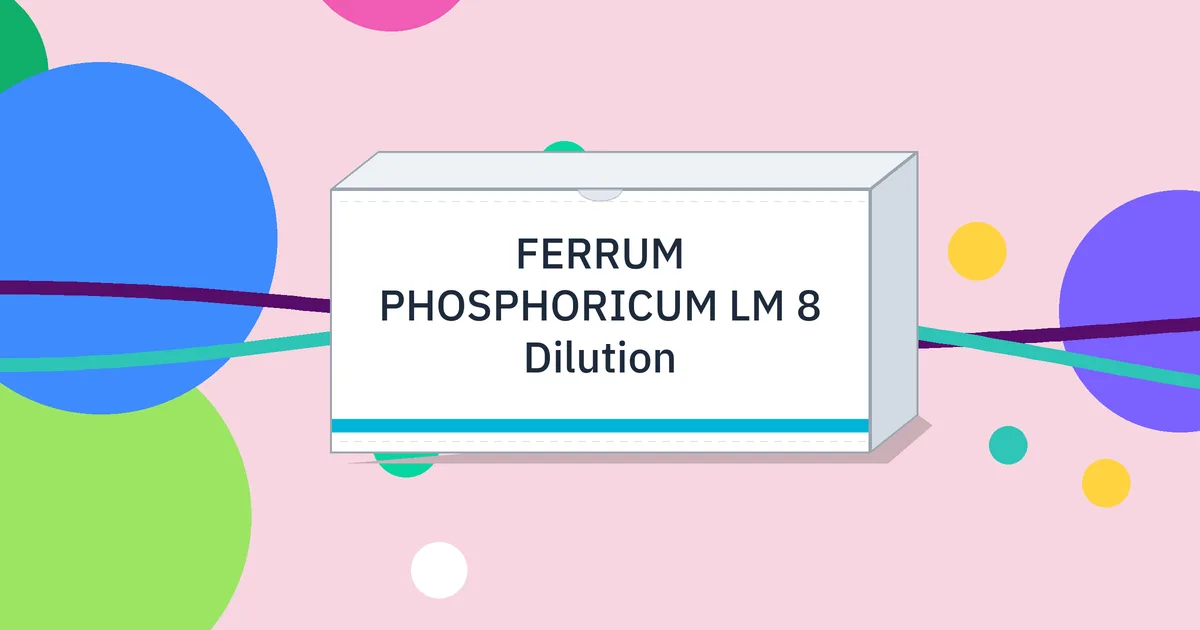Symbolbild: Packung mit der Aufschrift FERRUM PHOSPHORICUM LM 8 Dilution (PZN 12852085) – Verfügbarkeit und Bezug in Apotheken in Frankfurt am Main