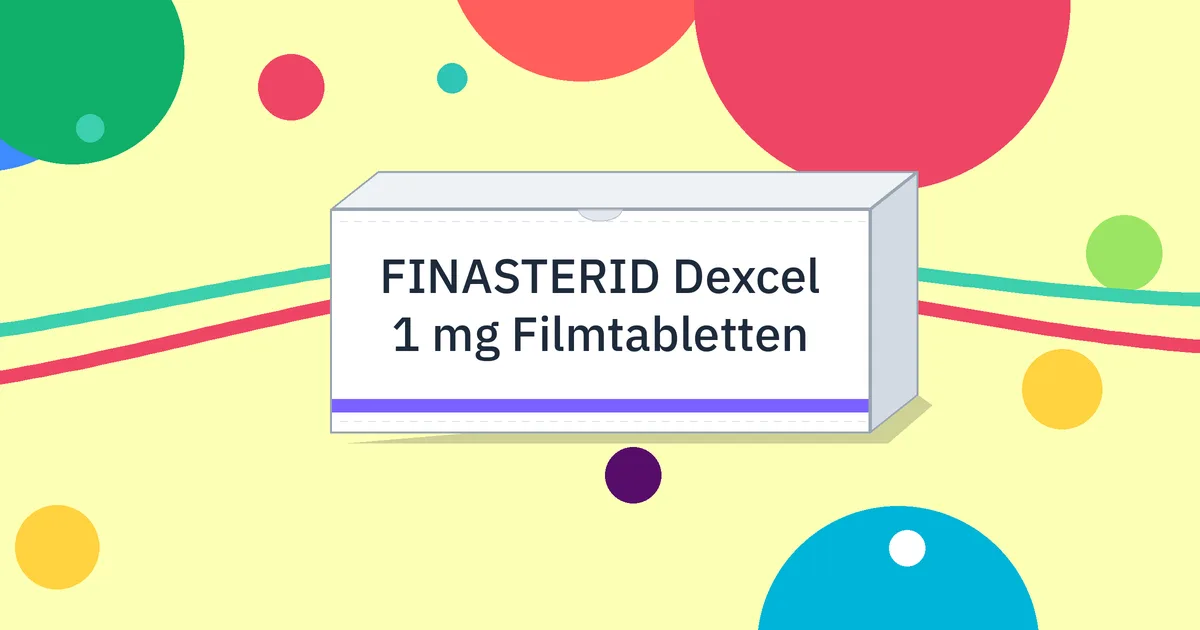 Symbolbild: Packung mit der Aufschrift FINASTERID Dexcel 1 mg Filmtabletten (PZN 16124276) – Verfügbarkeit und Bezug in Apotheken in Frankfurt am Main