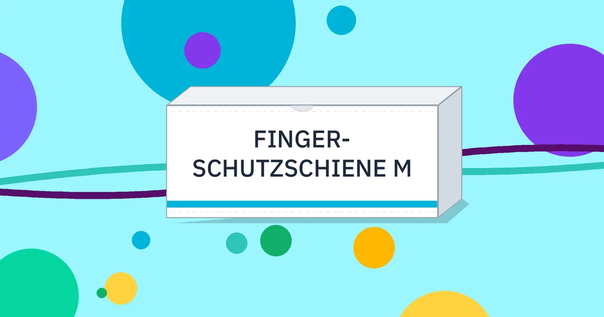 Symbolbild: Packung mit der Aufschrift FINGER-SCHUTZSCHIENE M (PZN 19069709) – Verfügbarkeit und Bezug in Apotheken in Frankfurt am Main