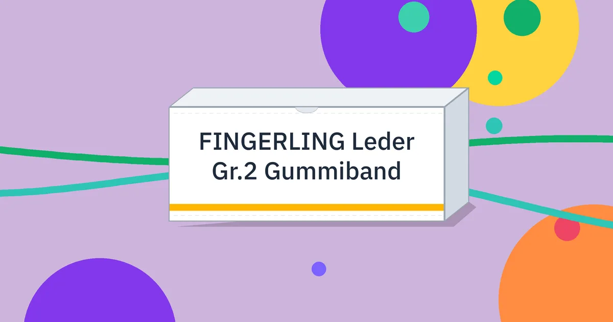 Symbolbild: Packung mit der Aufschrift FINGERLING Leder Gr.2 Gummiband (PZN 01962221) – Verfügbarkeit und Bezug in Apotheken in Frankfurt am Main
