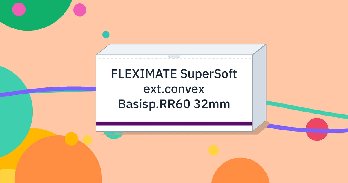 Symbolbild: Packung mit der Aufschrift FLEXIMATE SuperSoft ext.convex Basisp.RR60 32mm (PZN 09070545) – Verfügbarkeit und Bezug in Apotheken in Frankfurt am Main