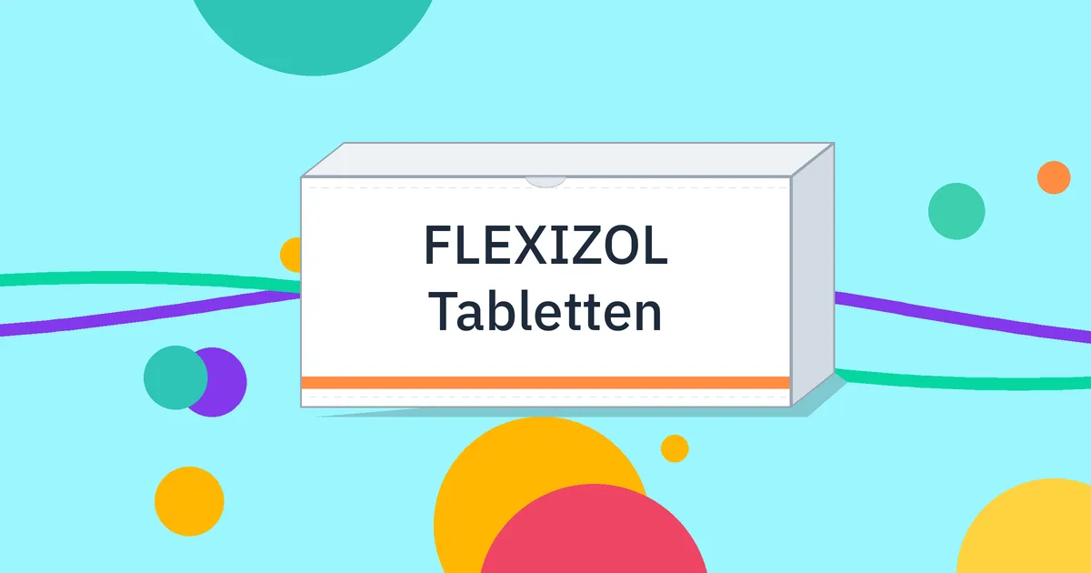 Symbolbild: Packung mit der Aufschrift FLEXIZOL Tabletten (PZN 18488137) – Verfügbarkeit und Bezug in Apotheken in Frankfurt am Main