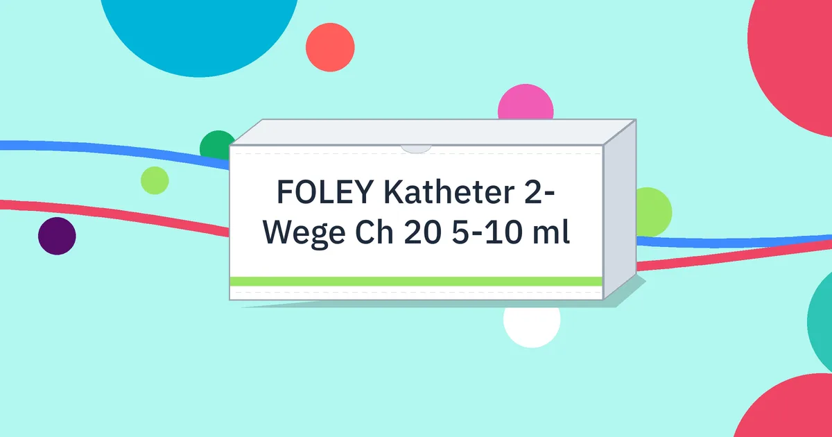 Symbolbild: Packung mit der Aufschrift FOLEY Katheter 2-Wege Ch 20 5-10 ml (PZN 04365862) – Verfügbarkeit und Bezug in Apotheken in Frankfurt am Main