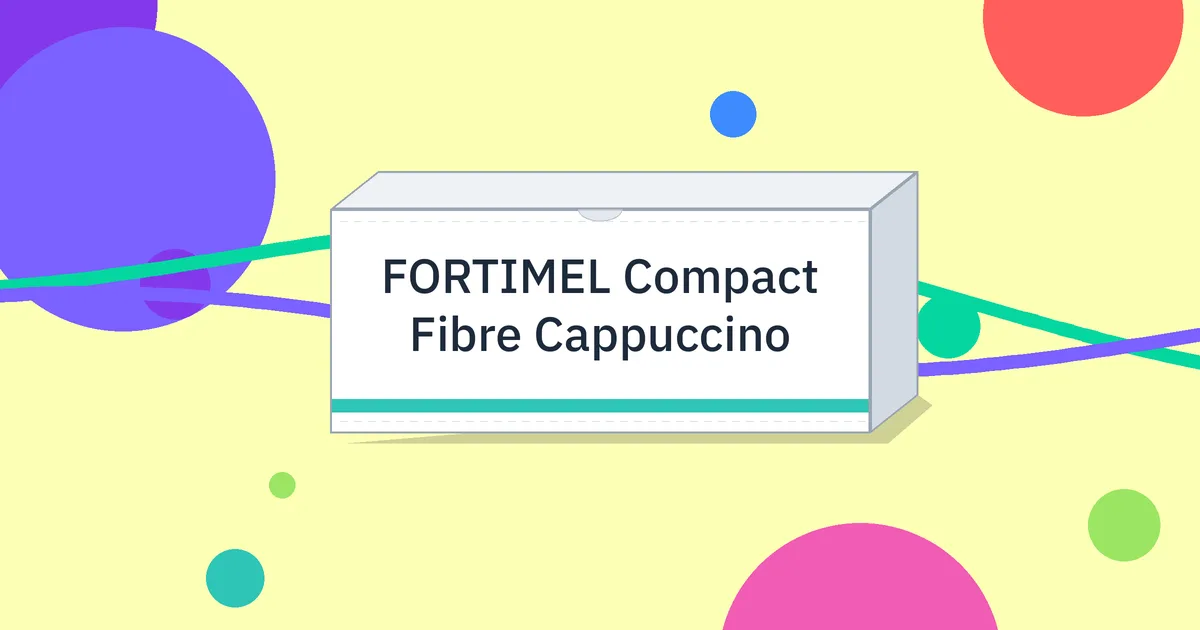Symbolbild: Packung mit der Aufschrift FORTIMEL Compact Fibre Cappuccino (PZN 10743593) – Verfügbarkeit und Bezug in Apotheken in Frankfurt am Main