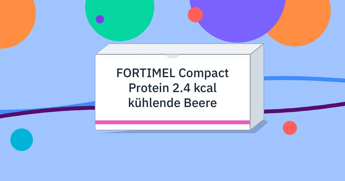 Symbolbild: Packung mit der Aufschrift FORTIMEL Compact Protein 2.4 kcal kühlende Beere (PZN 20055109) – Verfügbarkeit und Bezug in Apotheken in Frankfurt am Main
