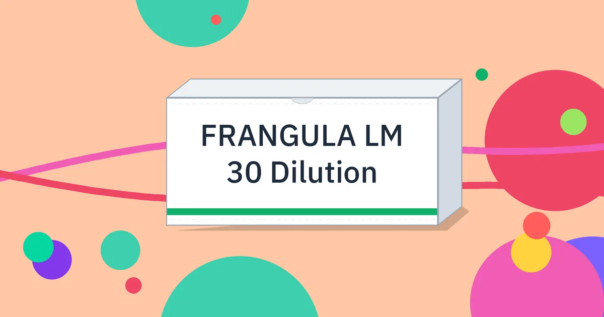 Symbolbild: Packung mit der Aufschrift FRANGULA LM 30 Dilution (PZN 12874632) – Verfügbarkeit und Bezug in Apotheken in Frankfurt am Main