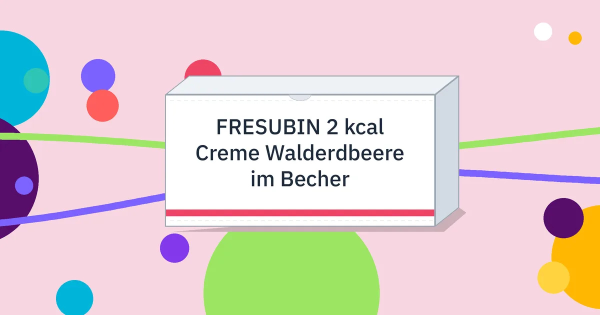 Symbolbild: Packung mit der Aufschrift FRESUBIN 2 kcal Creme Walderdbeere im Becher (PZN 20207453) – Verfügbarkeit und Bezug in Apotheken in Frankfurt am Main