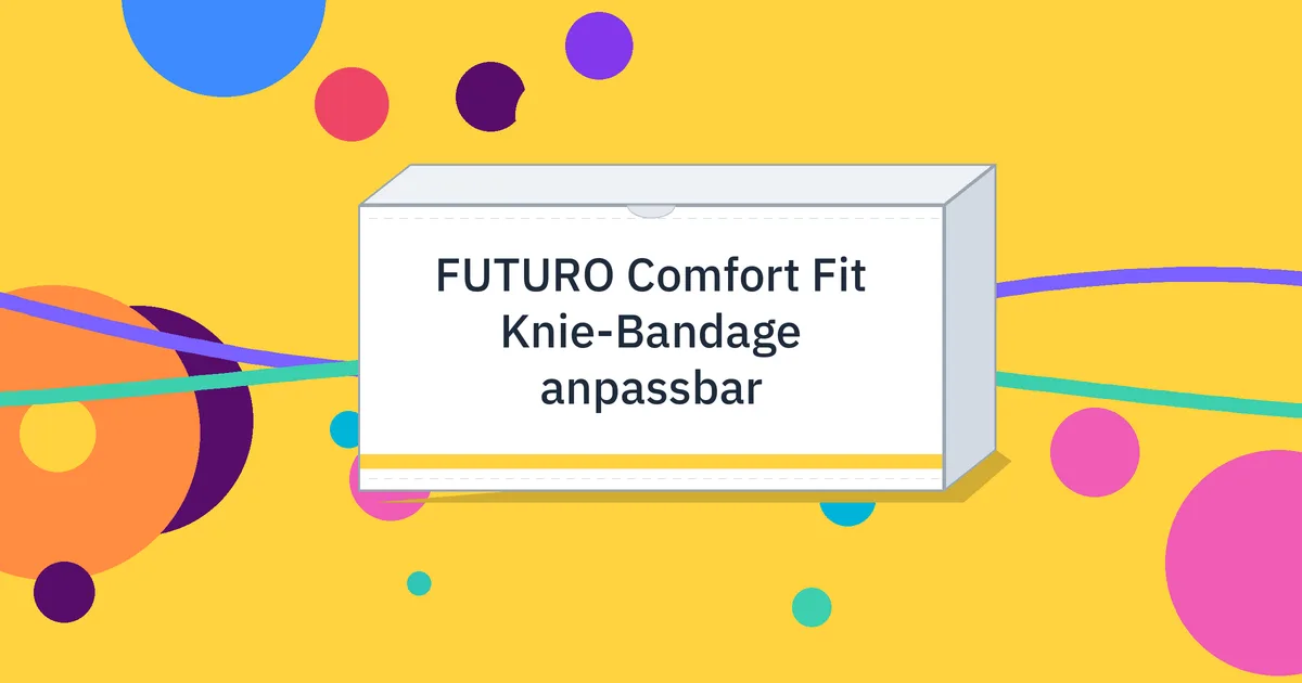 Symbolbild: Packung mit der Aufschrift FUTURO Comfort Fit Knie-Bandage anpassbar (PZN 18027985) – Verfügbarkeit und Bezug in Apotheken in Frankfurt am Main