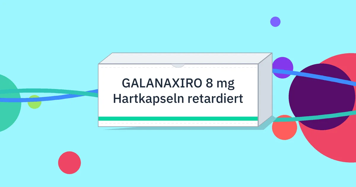 Symbolbild: Packung mit der Aufschrift GALANAXIRO 8 mg Hartkapseln retardiert (PZN 14446372) – Verfügbarkeit und Bezug in Apotheken in Frankfurt am Main