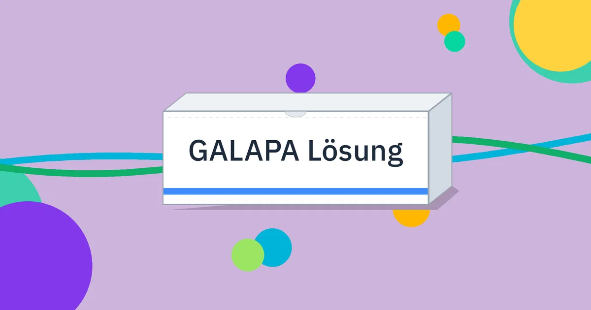 Symbolbild: Packung mit der Aufschrift GALAPA Lösung (PZN 04976011) – Verfügbarkeit und Bezug in Apotheken in Frankfurt am Main