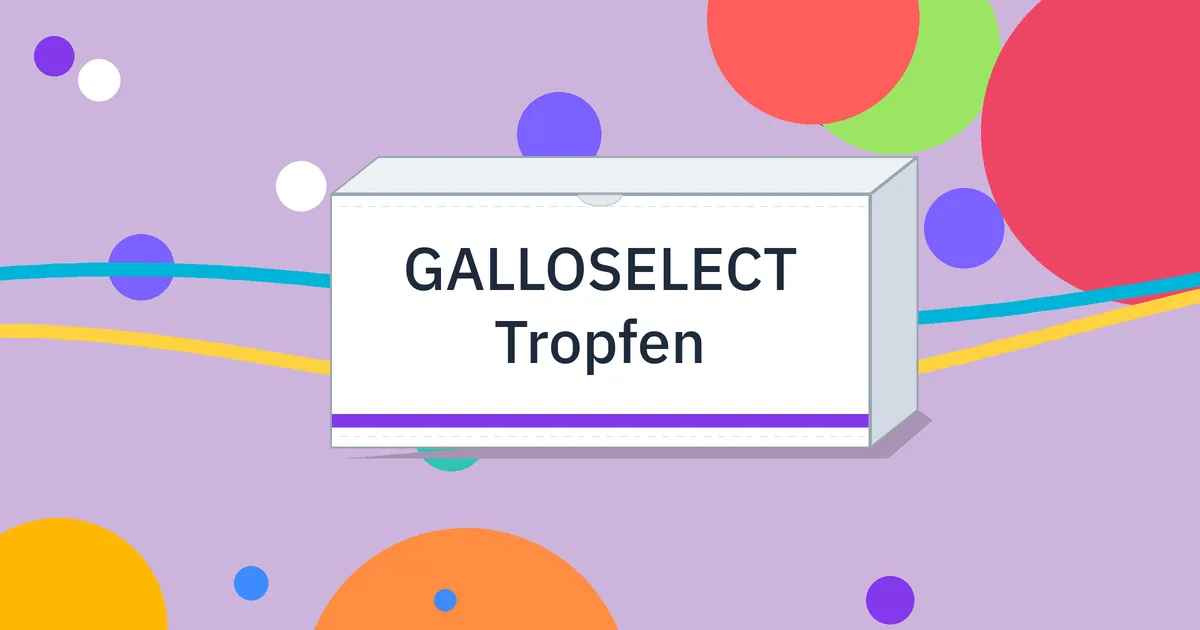 Symbolbild: Packung mit der Aufschrift GALLOSELECT Tropfen (PZN 00605973) – Verfügbarkeit und Bezug in Apotheken in Frankfurt am Main