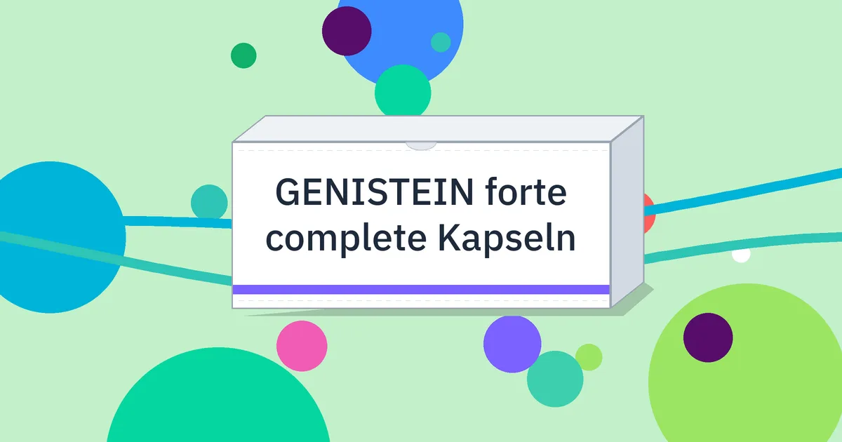 Symbolbild: Packung mit der Aufschrift GENISTEIN forte complete Kapseln (PZN 12369466) – Verfügbarkeit und Bezug in Apotheken in Frankfurt am Main