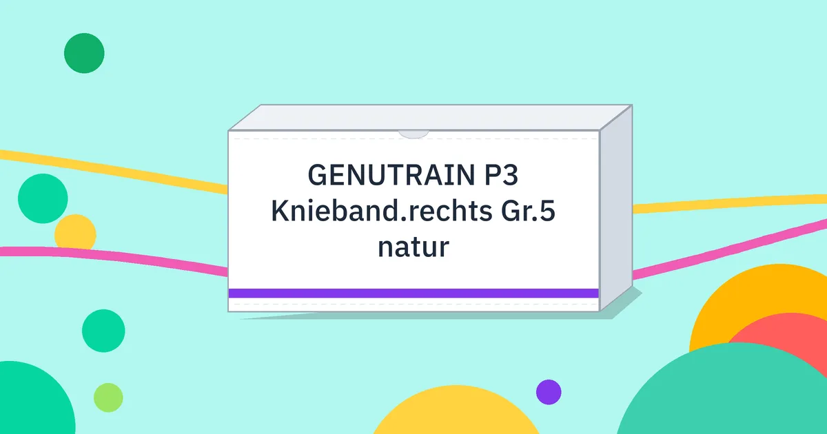 Symbolbild: Packung mit der Aufschrift GENUTRAIN P3 Knieband.rechts Gr.5 natur (PZN 01284778) – Verfügbarkeit und Bezug in Apotheken in Frankfurt am Main