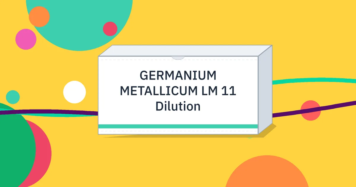 Symbolbild: Packung mit der Aufschrift GERMANIUM METALLICUM LM 11 Dilution (PZN 12877151) – Verfügbarkeit und Bezug in Apotheken in Frankfurt am Main