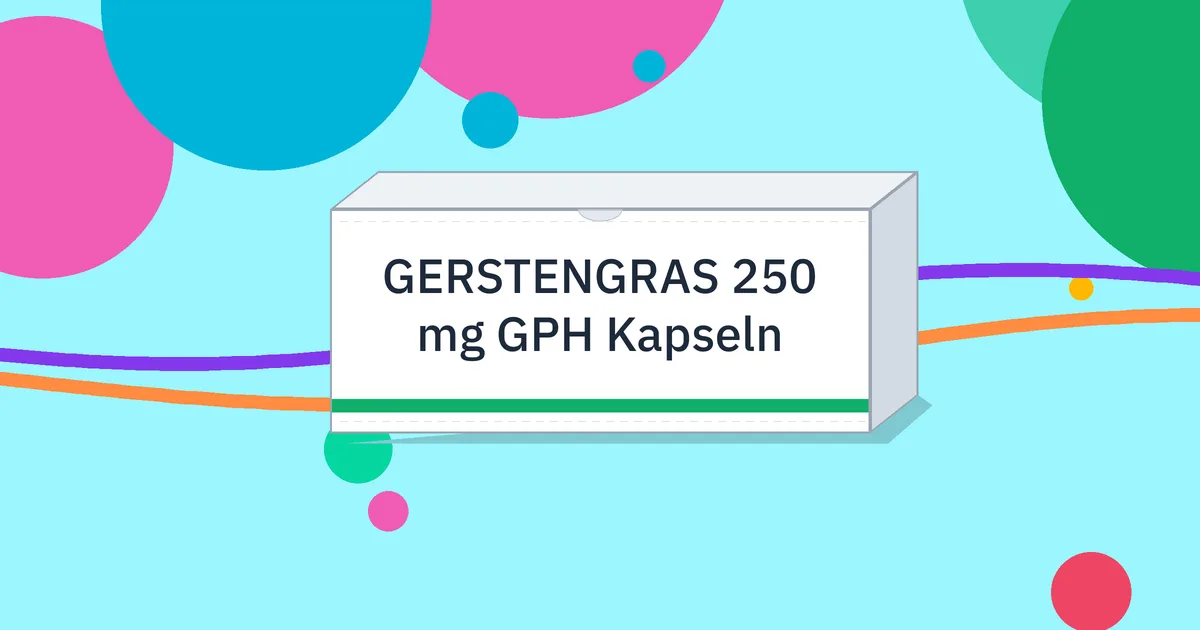Symbolbild: Packung mit der Aufschrift GERSTENGRAS 250 mg GPH Kapseln (PZN 06106521) – Verfügbarkeit und Bezug in Apotheken in Frankfurt am Main