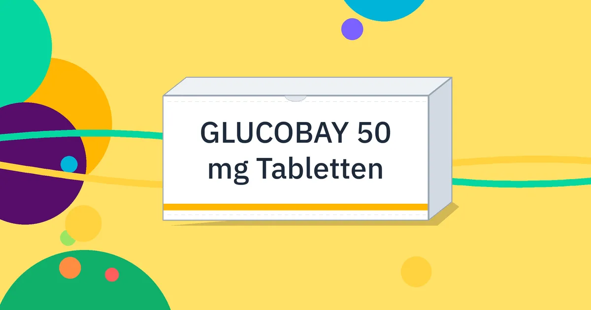 Symbolbild: Packung mit der Aufschrift GLUCOBAY 50 mg Tabletten (PZN 04199665) – Verfügbarkeit und Bezug in Apotheken in Frankfurt am Main