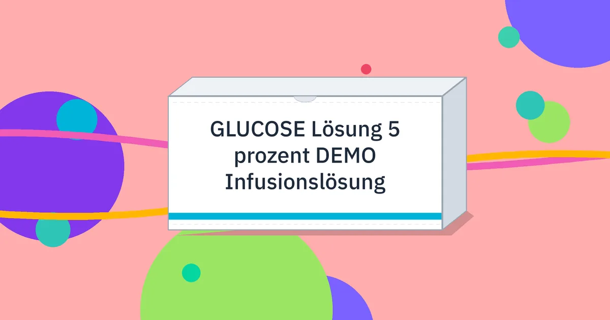 Symbolbild: Packung mit der Aufschrift GLUCOSE Lösung 5 prozent DEMO Infusionslösung (PZN 10275324) – Verfügbarkeit und Bezug in Apotheken in Frankfurt am Main