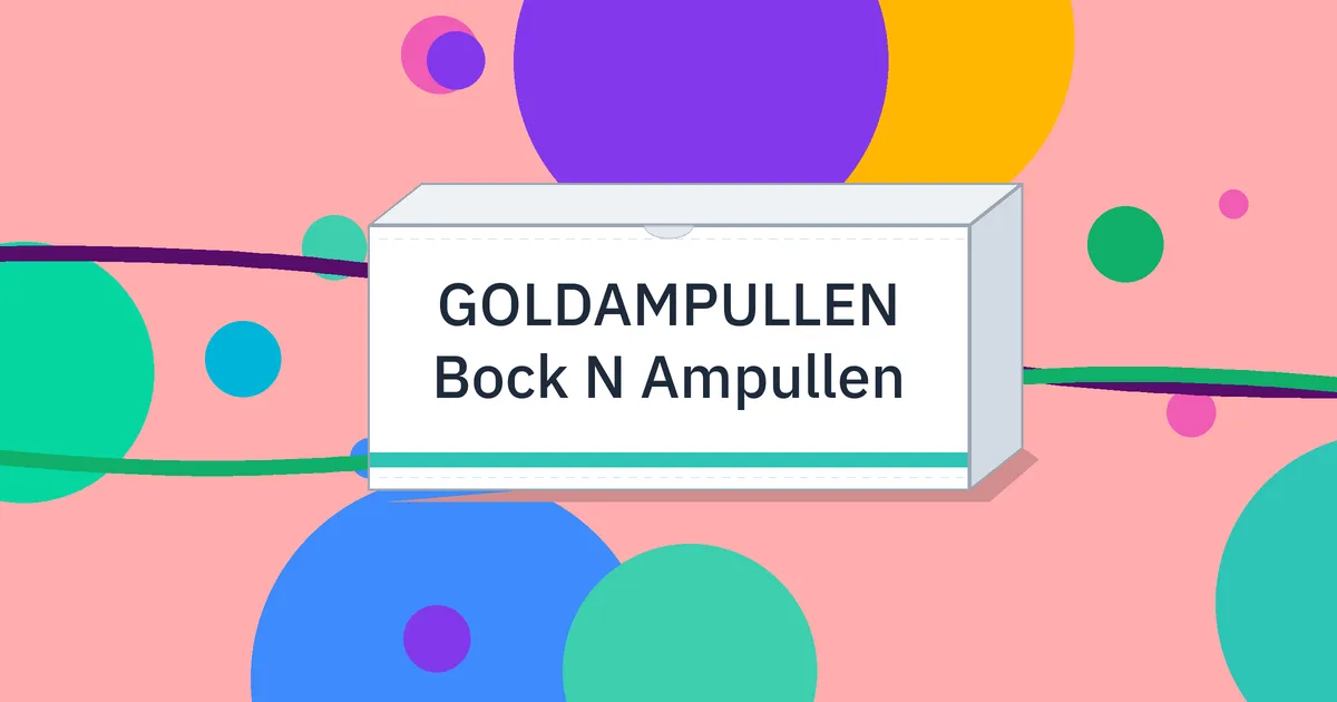 Symbolbild: Packung mit der Aufschrift GOLDAMPULLEN Bock N Ampullen (PZN 01044927) – Verfügbarkeit und Bezug in Apotheken in Frankfurt am Main
