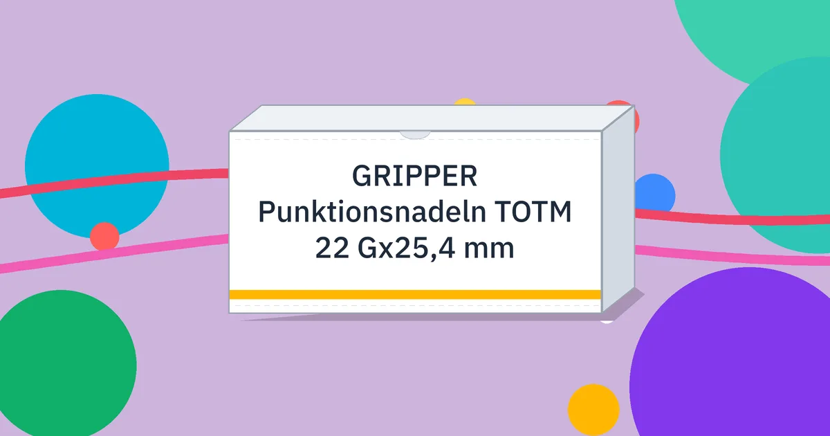 Symbolbild: Packung mit der Aufschrift GRIPPER Punktionsnadeln TOTM 22 Gx25,4 mm (PZN 04481396) – Verfügbarkeit und Bezug in Apotheken in Frankfurt am Main