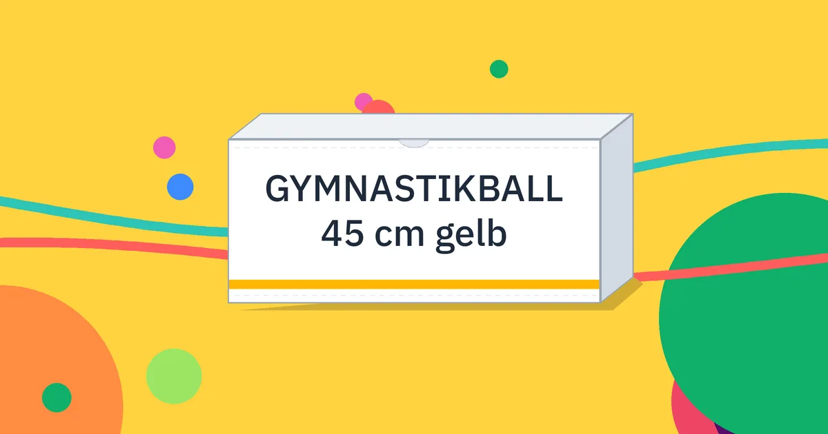 Symbolbild: Packung mit der Aufschrift GYMNASTIKBALL 45 cm gelb (PZN 08454120) – Verfügbarkeit und Bezug in Apotheken in Frankfurt am Main
