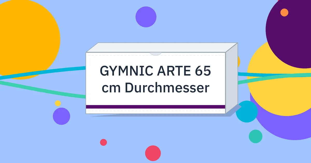 Symbolbild: Packung mit der Aufschrift GYMNIC ARTE 65 cm Durchmesser (PZN 01840021) – Verfügbarkeit und Bezug in Apotheken in Frankfurt am Main