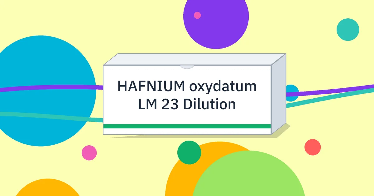 Symbolbild: Packung mit der Aufschrift HAFNIUM oxydatum LM 23 Dilution (PZN 13549897) – Verfügbarkeit und Bezug in Apotheken in Frankfurt am Main