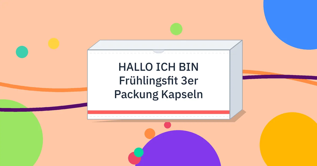 Symbolbild: Packung mit der Aufschrift HALLO ICH BIN Frühlingsfit 3er Packung Kapseln (PZN 16010874) – Verfügbarkeit und Bezug in Apotheken in Frankfurt am Main