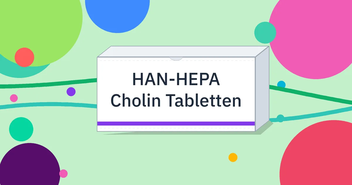 Symbolbild: Packung mit der Aufschrift HAN-HEPA Cholin Tabletten (PZN 13332927) – Verfügbarkeit und Bezug in Apotheken in Frankfurt am Main