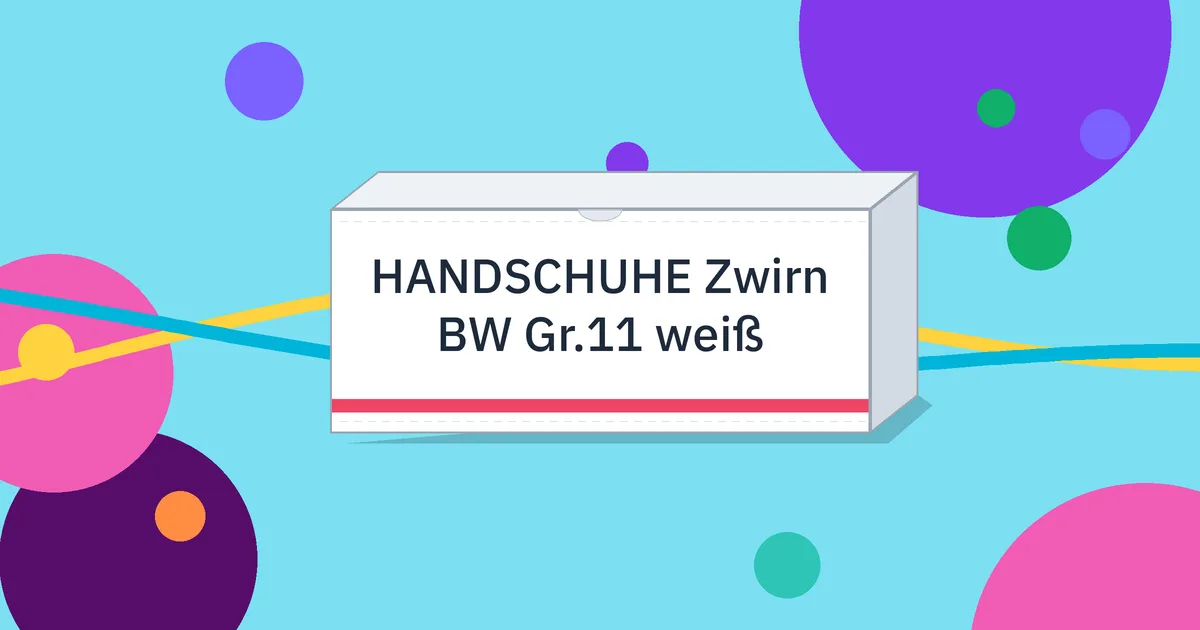 Symbolbild: Packung mit der Aufschrift HANDSCHUHE Zwirn BW Gr.11 weiß (PZN 03163872) – Verfügbarkeit und Bezug in Apotheken in Frankfurt am Main