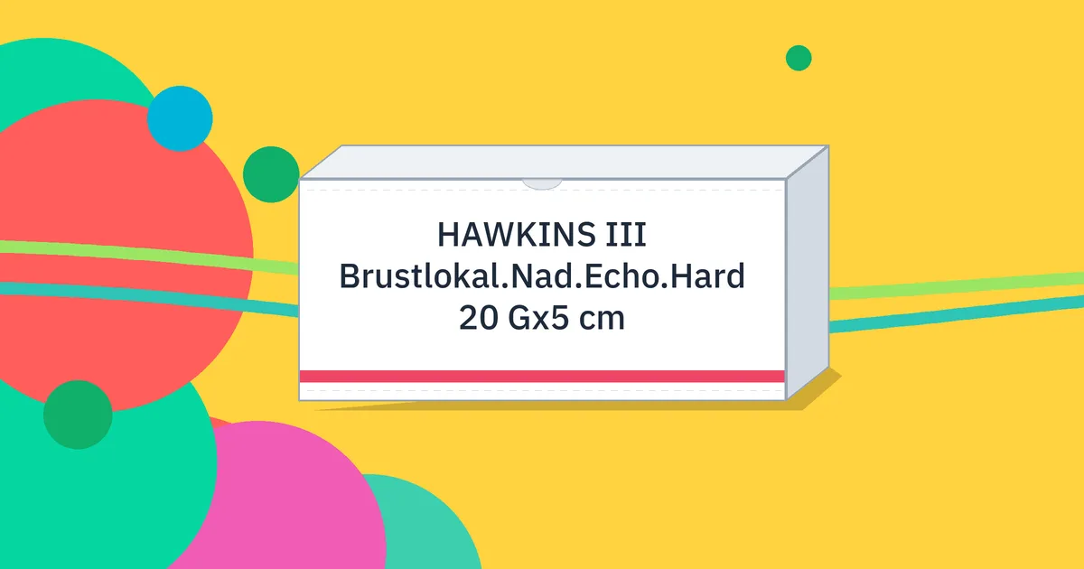 Symbolbild: Packung mit der Aufschrift HAWKINS III Brustlokal.Nad.Echo.Hard 20 Gx5 cm (PZN 06772212) – Verfügbarkeit und Bezug in Apotheken in Frankfurt am Main