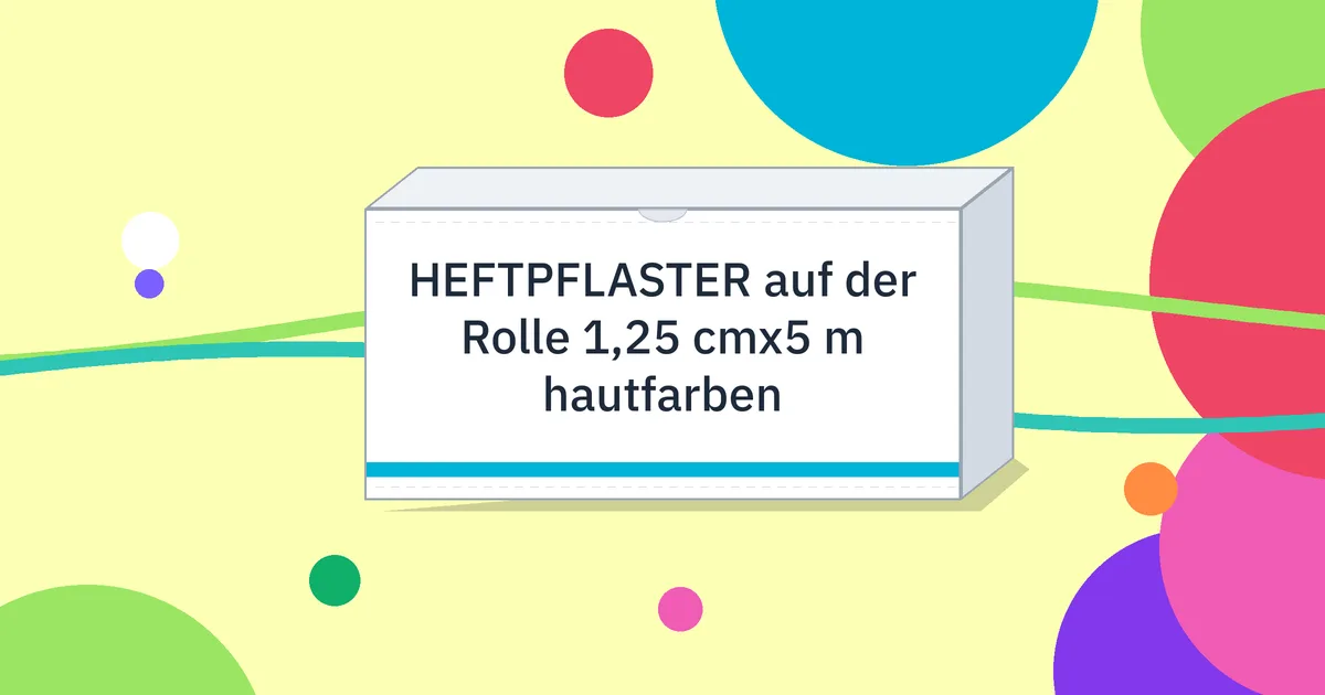 Symbolbild: Packung mit der Aufschrift HEFTPFLASTER auf der Rolle 1,25 cmx5 m hautfarben (PZN 09781507) – Verfügbarkeit und Bezug in Apotheken in Frankfurt am Main