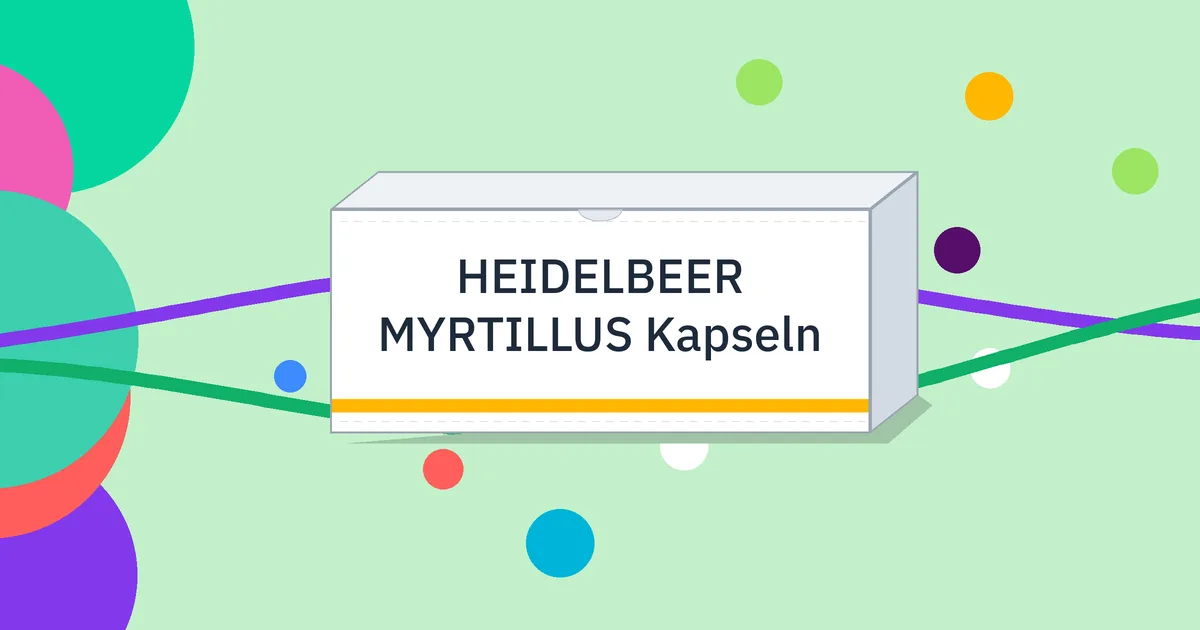 Symbolbild: Packung mit der Aufschrift HEIDELBEER MYRTILLUS Kapseln (PZN 06826103) – Verfügbarkeit und Bezug in Apotheken in Frankfurt am Main