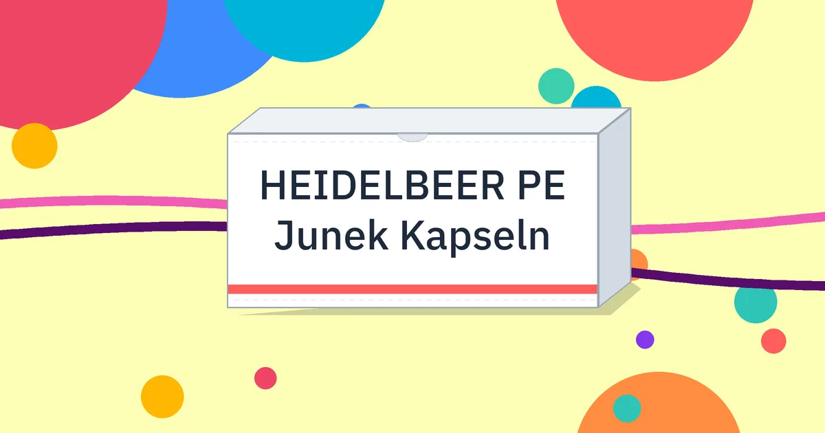 Symbolbild: Packung mit der Aufschrift HEIDELBEER PE Junek Kapseln (PZN 10336379) – Verfügbarkeit und Bezug in Apotheken in Frankfurt am Main