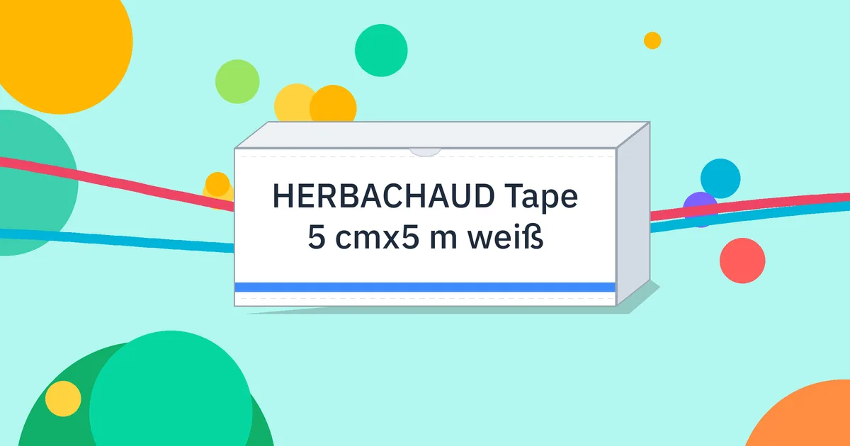 Symbolbild: Packung mit der Aufschrift HERBACHAUD Tape 5 cmx5 m weiß (PZN 14028367) – Verfügbarkeit und Bezug in Apotheken in Frankfurt am Main