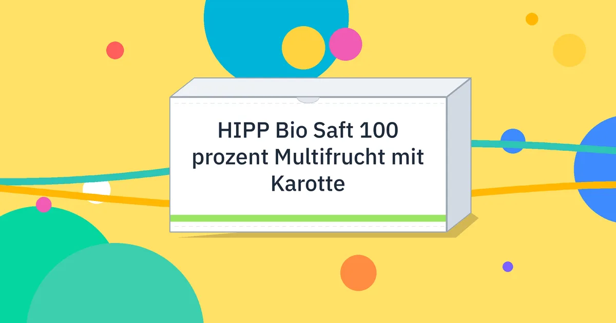 Symbolbild: Packung mit der Aufschrift HIPP Bio Saft 100 prozent Multifrucht mit Karotte (PZN 15389506) – Verfügbarkeit und Bezug in Apotheken in Frankfurt am Main